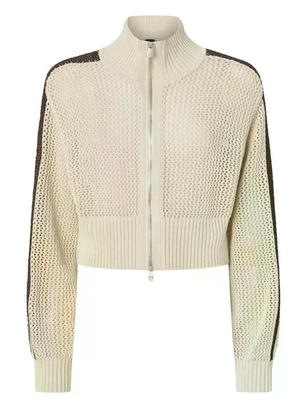 Pinko Cropped Mesh Zip Cardigan
