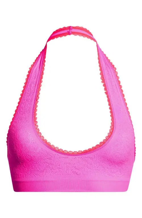 Free People Sweet Point Seamless Halter Bralette - Pink Fushions Combo
