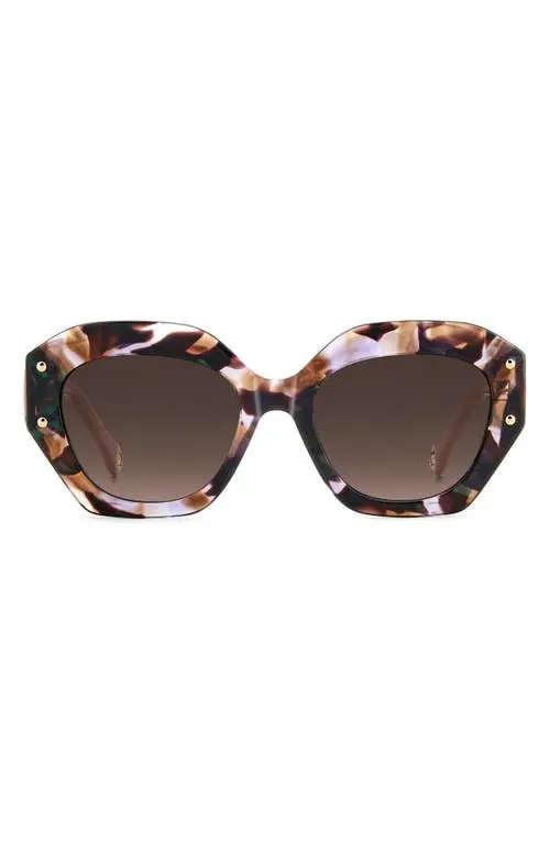 Carolina Herrera 53mm Square Sunglasses - Havana Pearled Pink/brown Sf