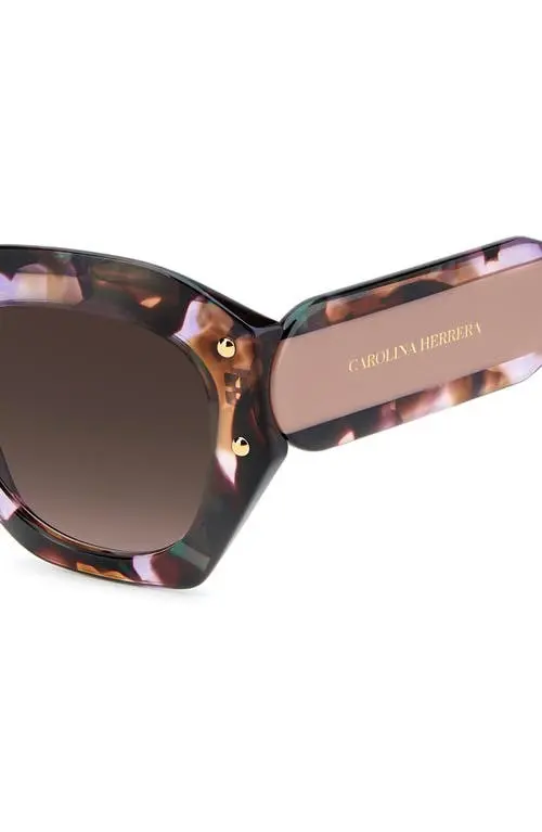 Carolina Herrera 53mm Square Sunglasses - Havana Pearled Pink/brown Sf