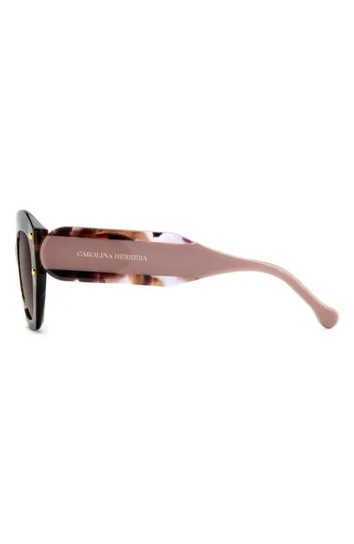 Carolina Herrera 53mm Square Sunglasses - Havana Pearled Pink/brown Sf