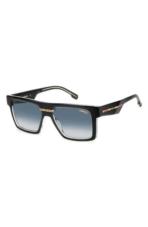 Carrera Eyewear Victory 55mm Gradient Rectangular Sunglasses - Black Crystal/dk Blue Sf