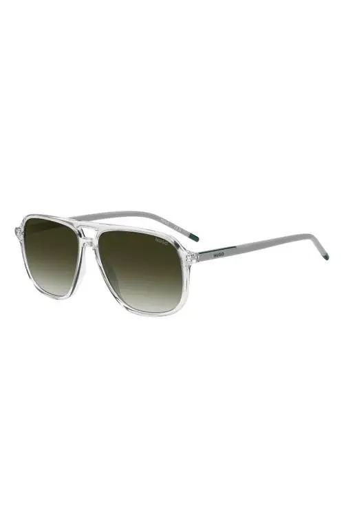 Hugo 58mm Square Sunglasses - Crystal Green/green Shaded