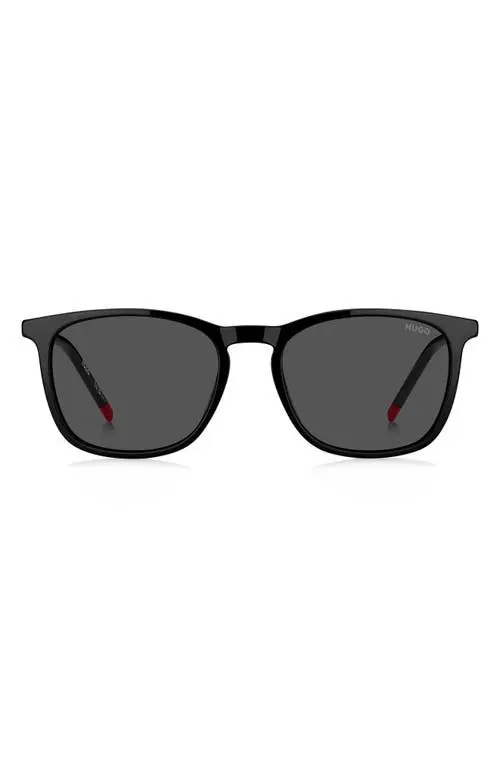 Hugo 53mm Rectangle Sunglasses - Black/grey