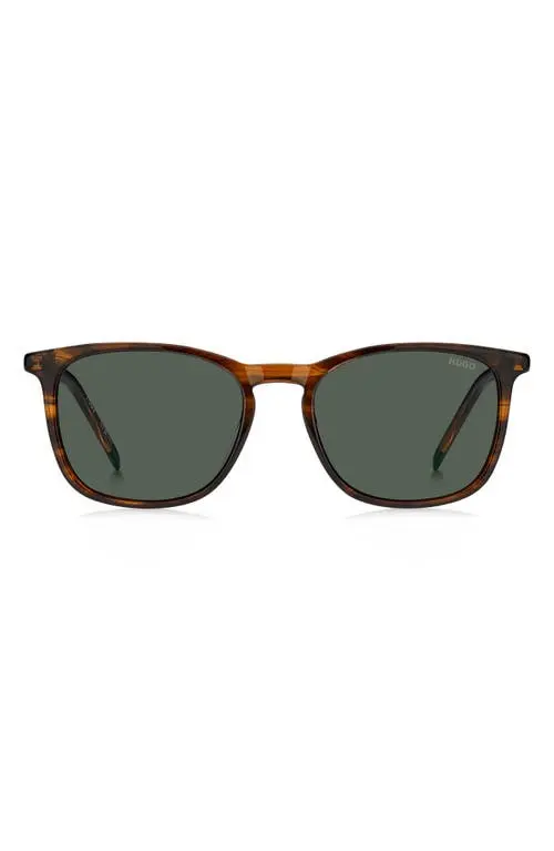 Hugo 53mm Rectangle Sunglasses - Brown Horn/green