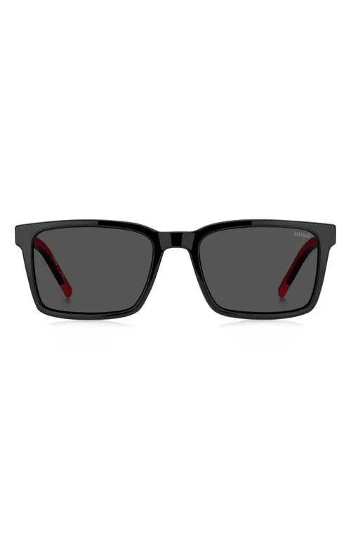 Hugo 55mm Rectangular Sunglasses - Black/grey