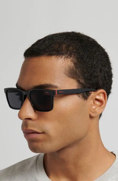 Hugo 55mm Rectangular Sunglasses - Black/grey