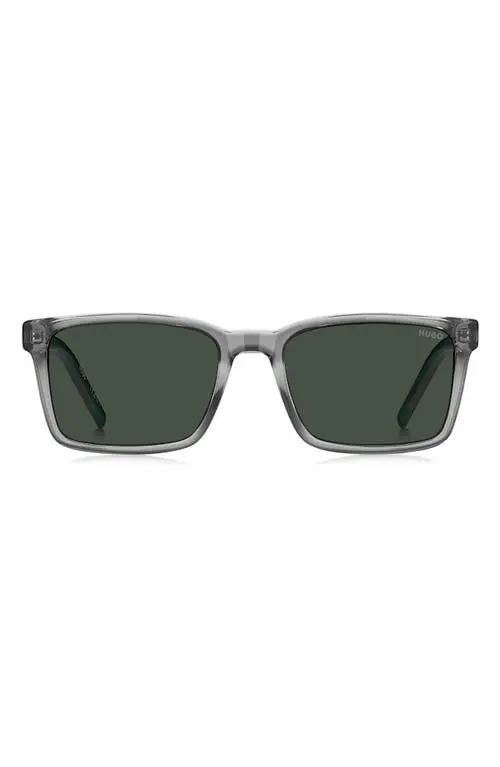 Hugo 55mm Rectangular Sunglasses - Grey/green