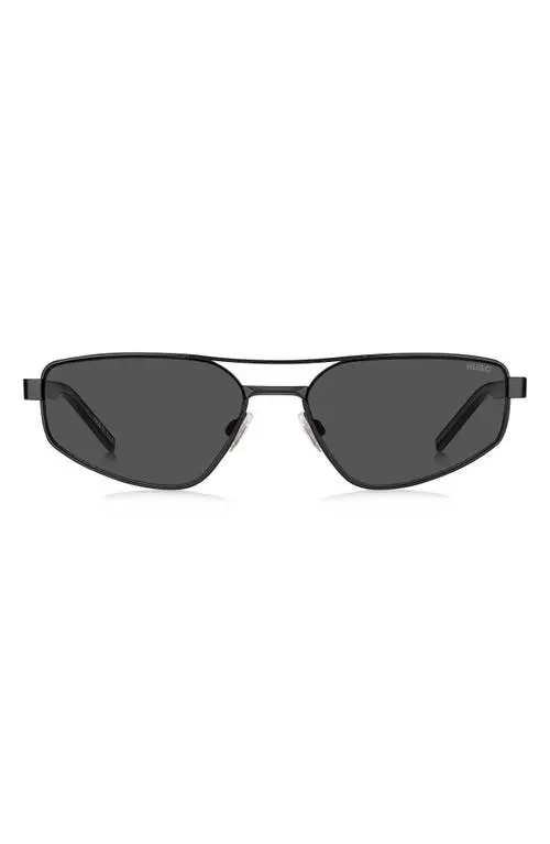 Hugo 58mm Geometric Sunglasses - Matte Black/grey