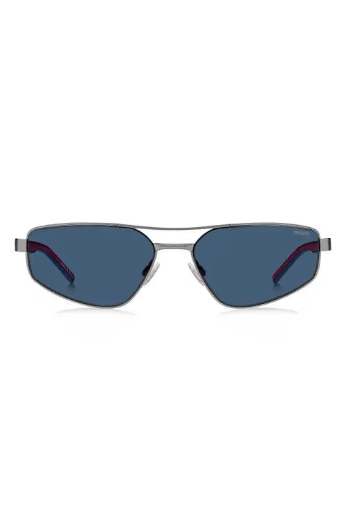 Hugo 58mm Geometric Sunglasses - Matte Ruthenium/blue
