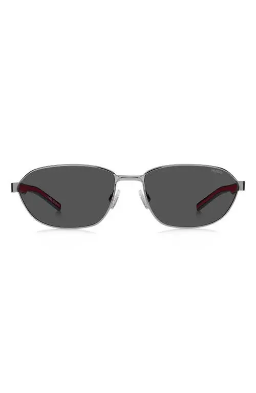 Hugo 62mm Rectangular Sunglasses - Ruthenium/grey