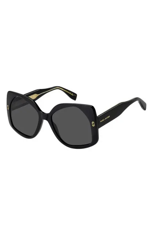 Marc Jacobs 56mm Geometric Square Sunglasses - Black/grey
