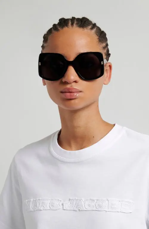 Marc Jacobs 56mm Geometric Square Sunglasses - Black/grey