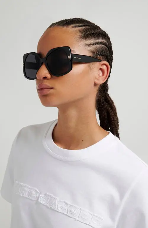 Marc Jacobs 56mm Geometric Square Sunglasses - Black/grey