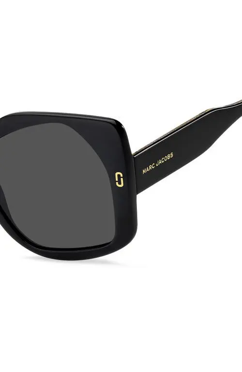 Marc Jacobs 56mm Geometric Square Sunglasses - Black/grey