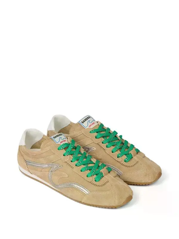 Sandro Light Wave Suede Sneakers - Neutrals