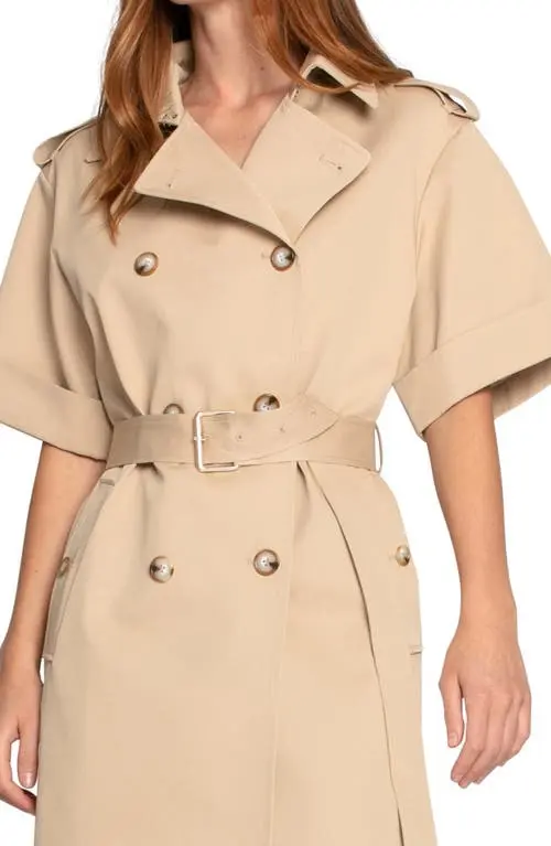 BELLE & BLOOM Cotton-blend Trench Coat With Short Sleeves