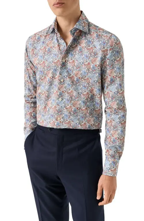 Eton Contemporary Fit Floral Dress Shirt - Medium Red