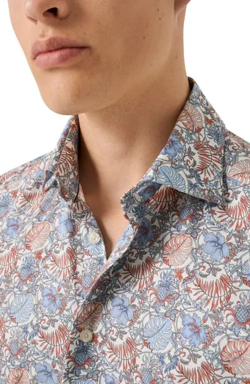 Eton Contemporary Fit Floral Dress Shirt - Medium Red