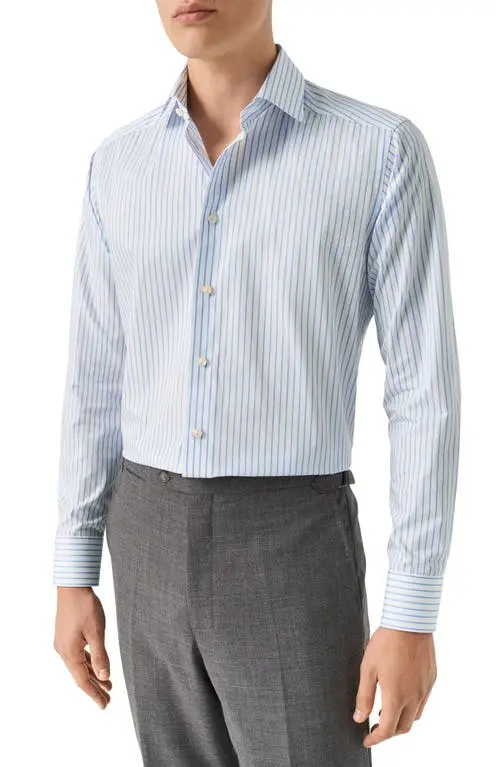 Eton Slim Fit Stripe Dress Shirt - Medium Blue