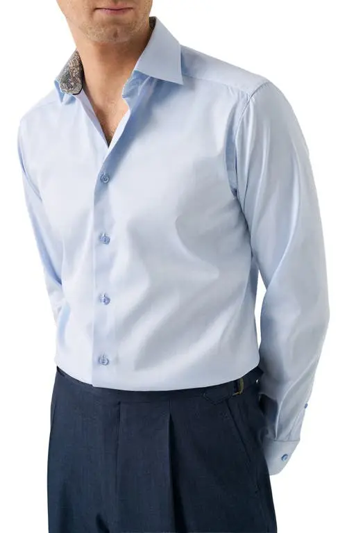 Eton Slim Fit Twill Dress Shirt - Light Blue