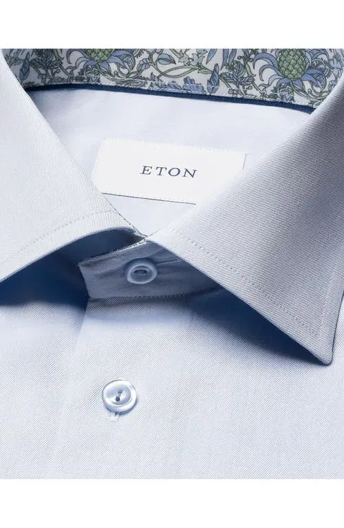 Eton Slim Fit Twill Dress Shirt - Light Blue