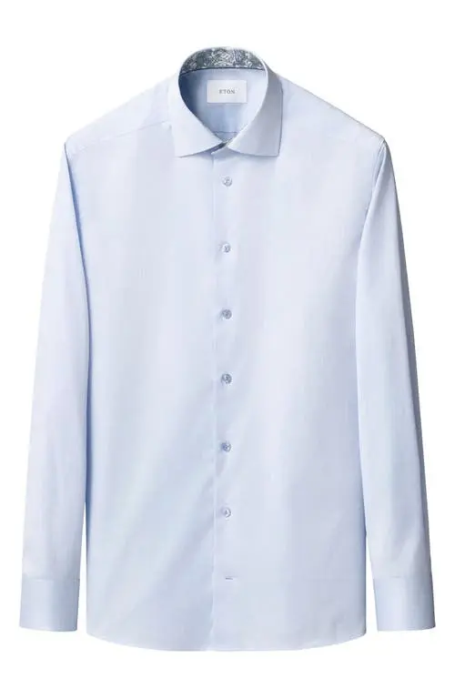 Eton Slim Fit Twill Dress Shirt - Light Blue
