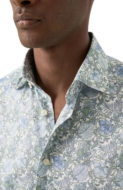 Eton Slim Fit Floral Dress Shirt - Medium Green