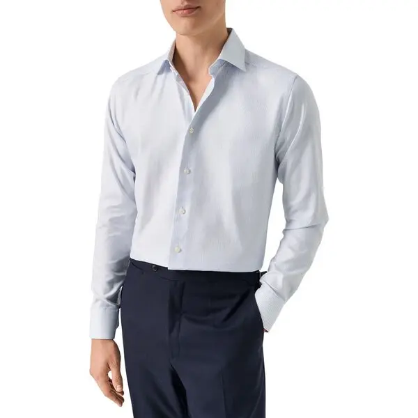 Eton Contemporary Fit Semi Solid Dress Shirt - Light Blue