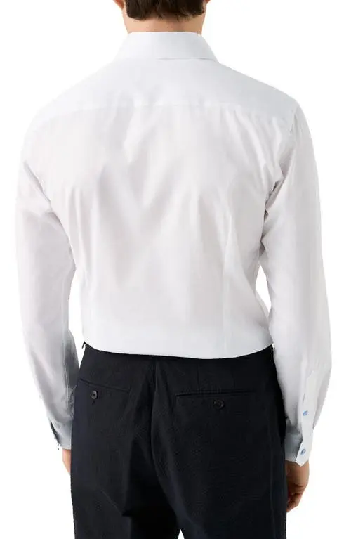 Eton Slim Fit Solid With Floral Detail Signature Twill Button-up Shirt - White