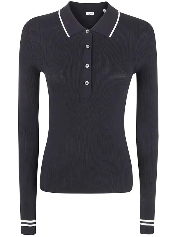 Aspesi Long Sleeve Polo Neck Sweater - Black