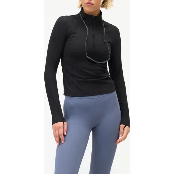 HALFDAYS Julie Quarter Zip Top - Black/asphalt