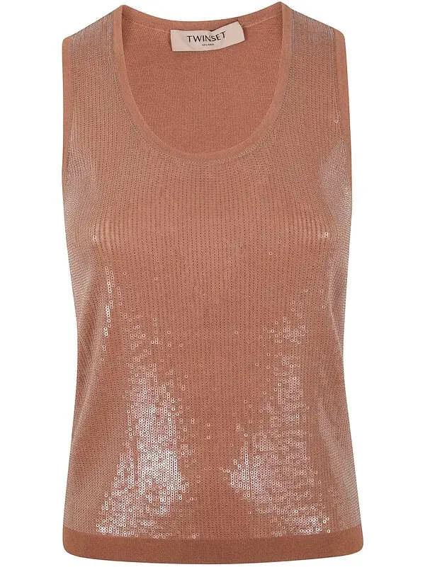 TWINSET Round Neck Tank Top - Brown