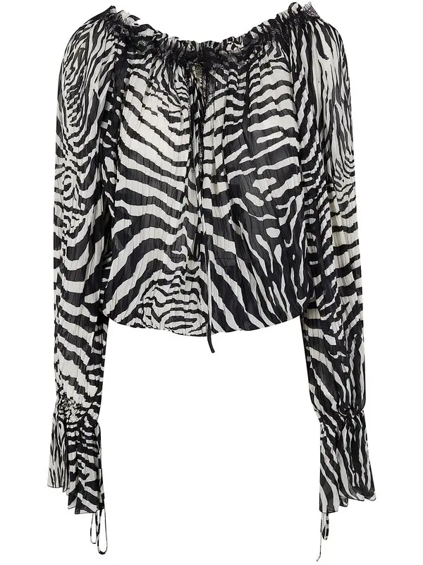 Blumarine Print Chiffon Top - Beige