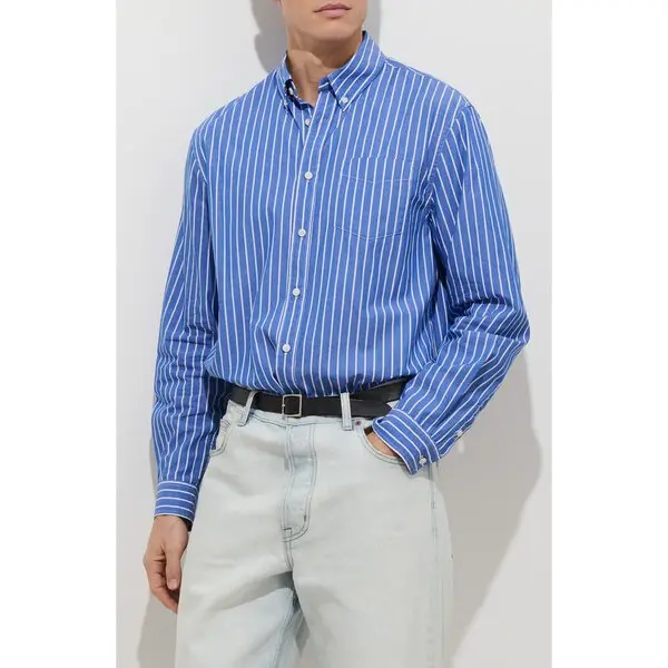 ALEX MILL Mill Thing Stripe Button-down Shirt - Blue/ivory