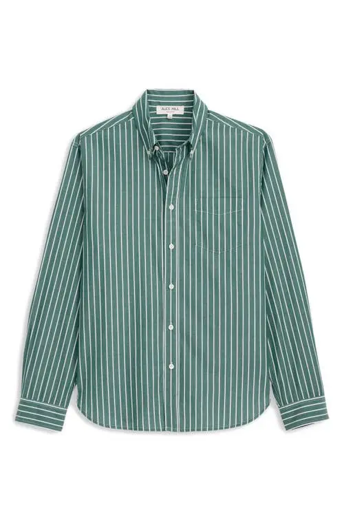 ALEX MILL Mill Thing Stripe Button-down Shirt - Cypress/ivory