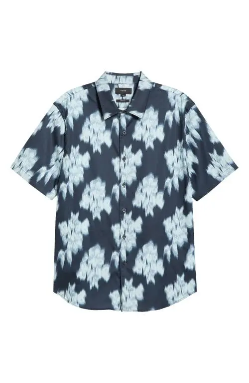 Vince Blurred Roses Cotton Blend Button-up Shirt