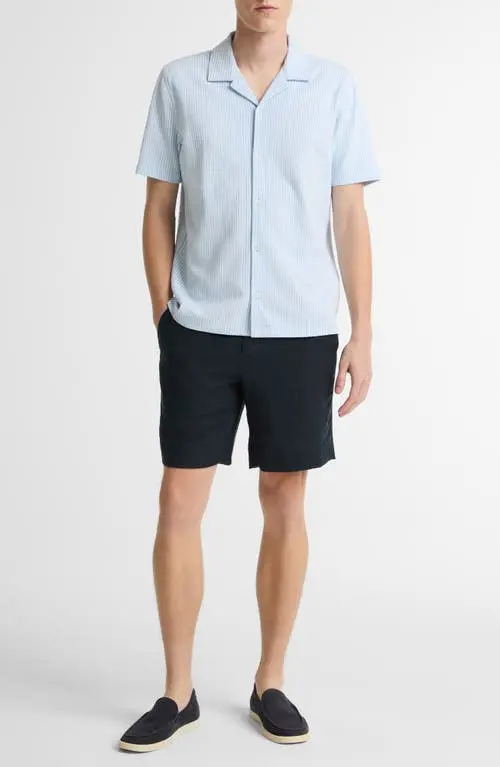 Vince Stripe Seersucker Button Down Top - Rainwater/optic White