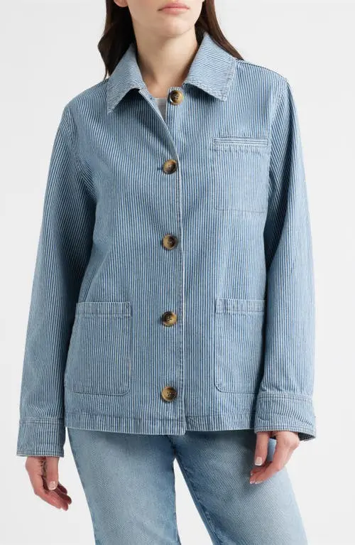 Bernardo Stripe Denim Chore Jacket - Blue