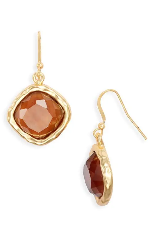 KARINE SULTAN Stone Drop Earrings - Gold/brown
