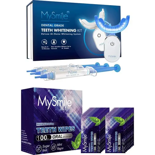 MYSMILE Advanced Teeth Whitening Kit With Teeth Wipes Double Pack - Blue