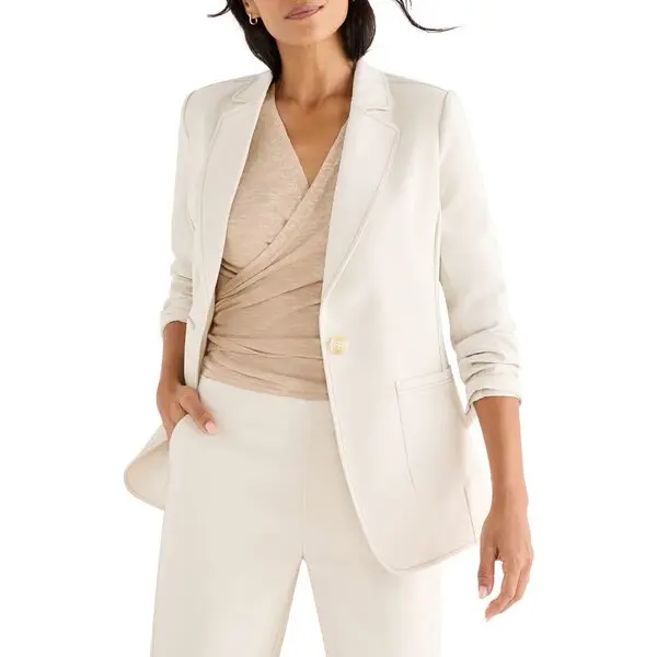 NIC+ZOE Topstitch Detail Stretch Blazer - Coconut