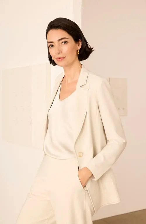 NIC+ZOE Topstitch Detail Stretch Blazer - Coconut