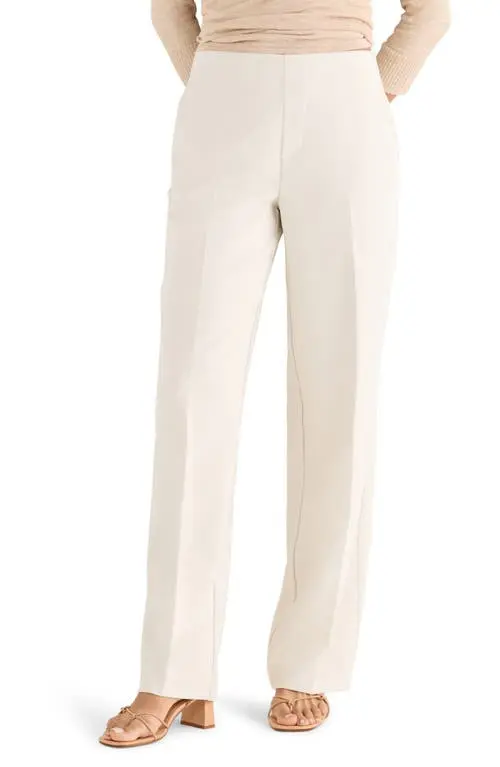 NIC+ZOE Accent Stitch Wide Leg Stretch Trousers - Coconut