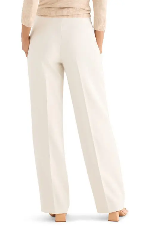 NIC+ZOE Accent Stitch Wide Leg Stretch Trousers - Coconut