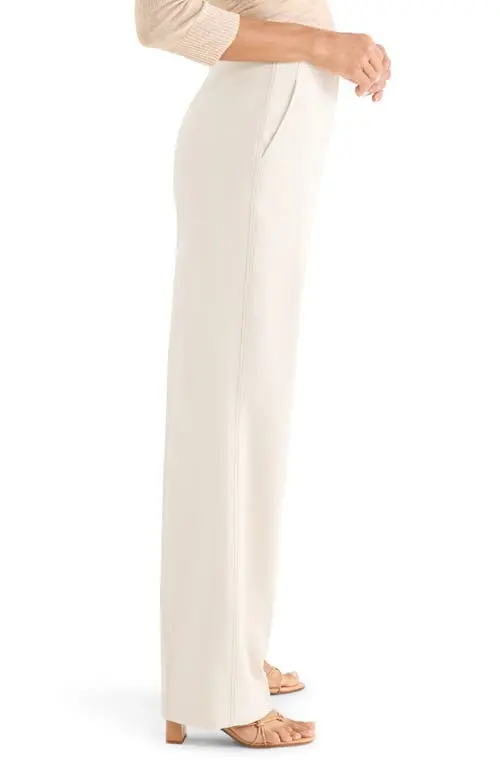 NIC+ZOE Accent Stitch Wide Leg Stretch Trousers - Coconut