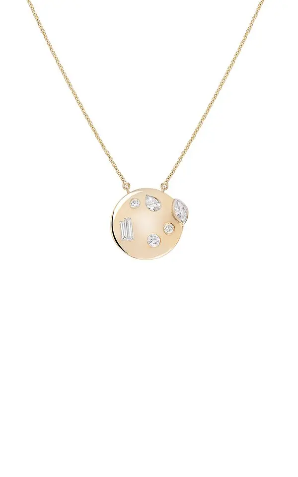 RITIQUE BY RITIKA ATWAL 18k Yellow Diamond Disc Mini Mélange Pendant Necklace - Gold