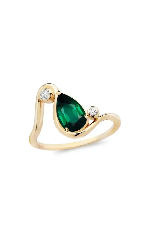 RITIQUE BY RITIKA ATWAL 18k Yellow Emerald & Diamond Dot Ring - Gold