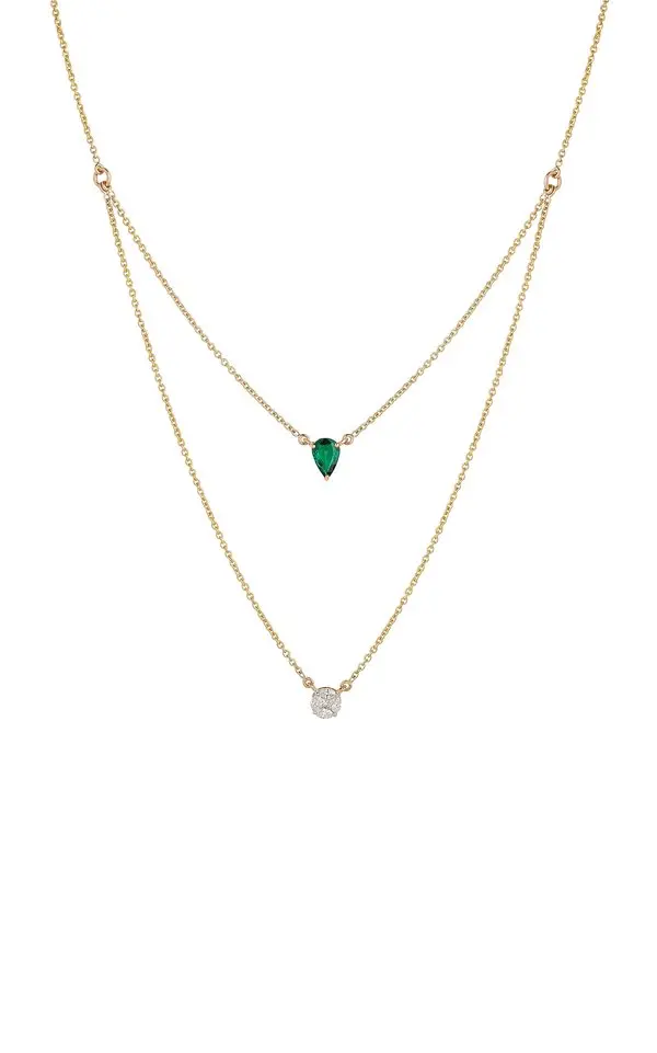 RITIQUE BY RITIKA ATWAL 18k Yellow Emerald & Diamond Duo Chain Pendant Necklace - Gold