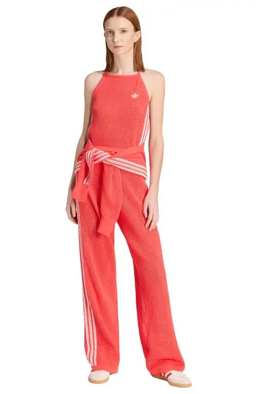 ADIDAS ORIGINALS Open Stitch Halter Top - Semi Lucid Red